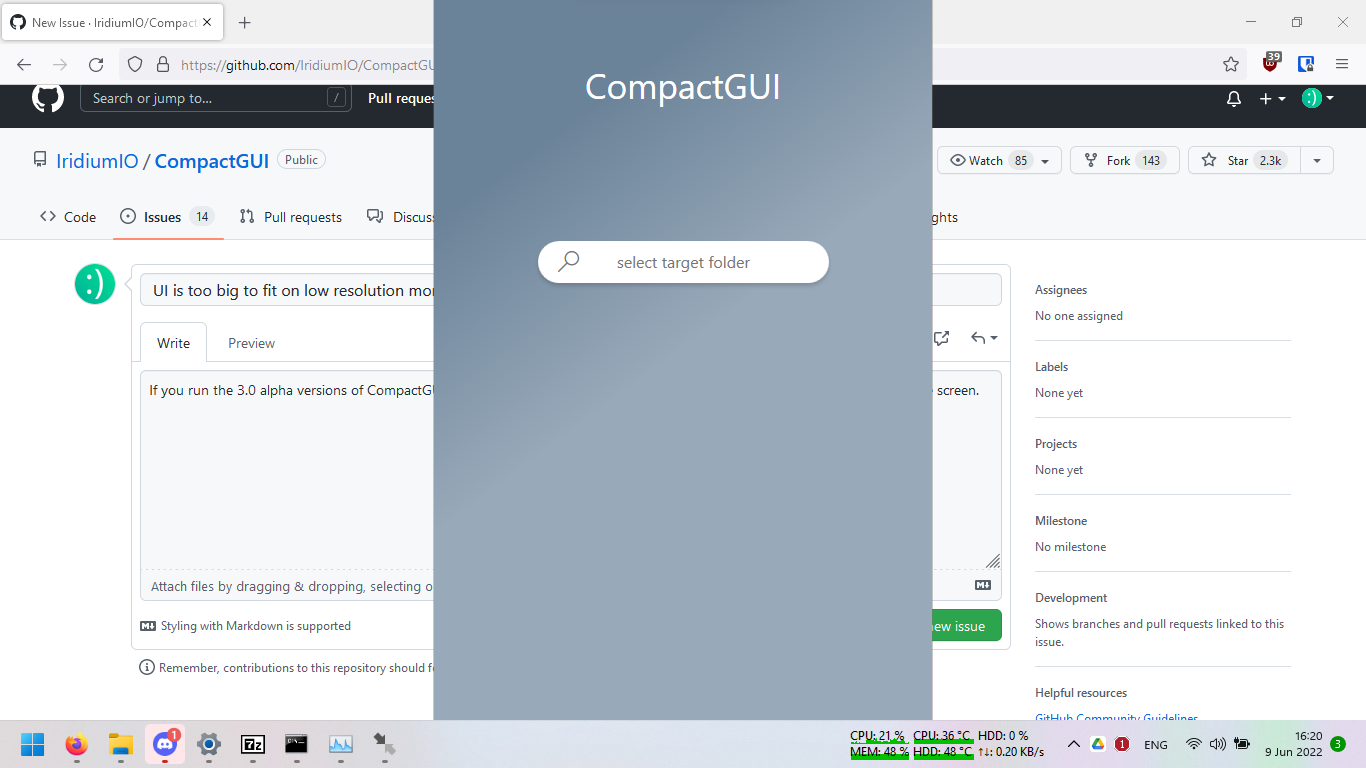 UI is too big to fit on low resolution monitors · Issue #251 · IridiumIO/CompactGUI · GitHub