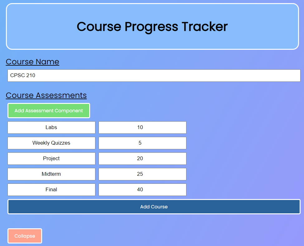 GitHub - wgumboc/Course_Progress_Dashboard: Web app that allows a user ...
