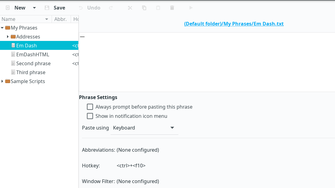 Unable to have AutoKey insert an em dash (—) · Issue #444 · autokey/autokey · GitHub