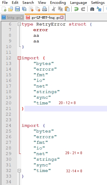 Broken folding when using LF instead of CRLF. [N++ v. 7.6.6 64-bit ...