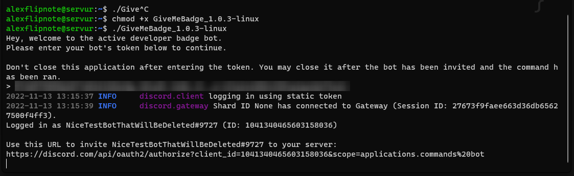 error after putting token (using linux) · Issue #13 · AlexFlipnote/GiveMeBadge · GitHub