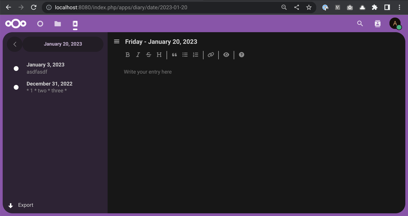 Nextcloud 25 support · Issue #54 · danielroehrig/diary · GitHub