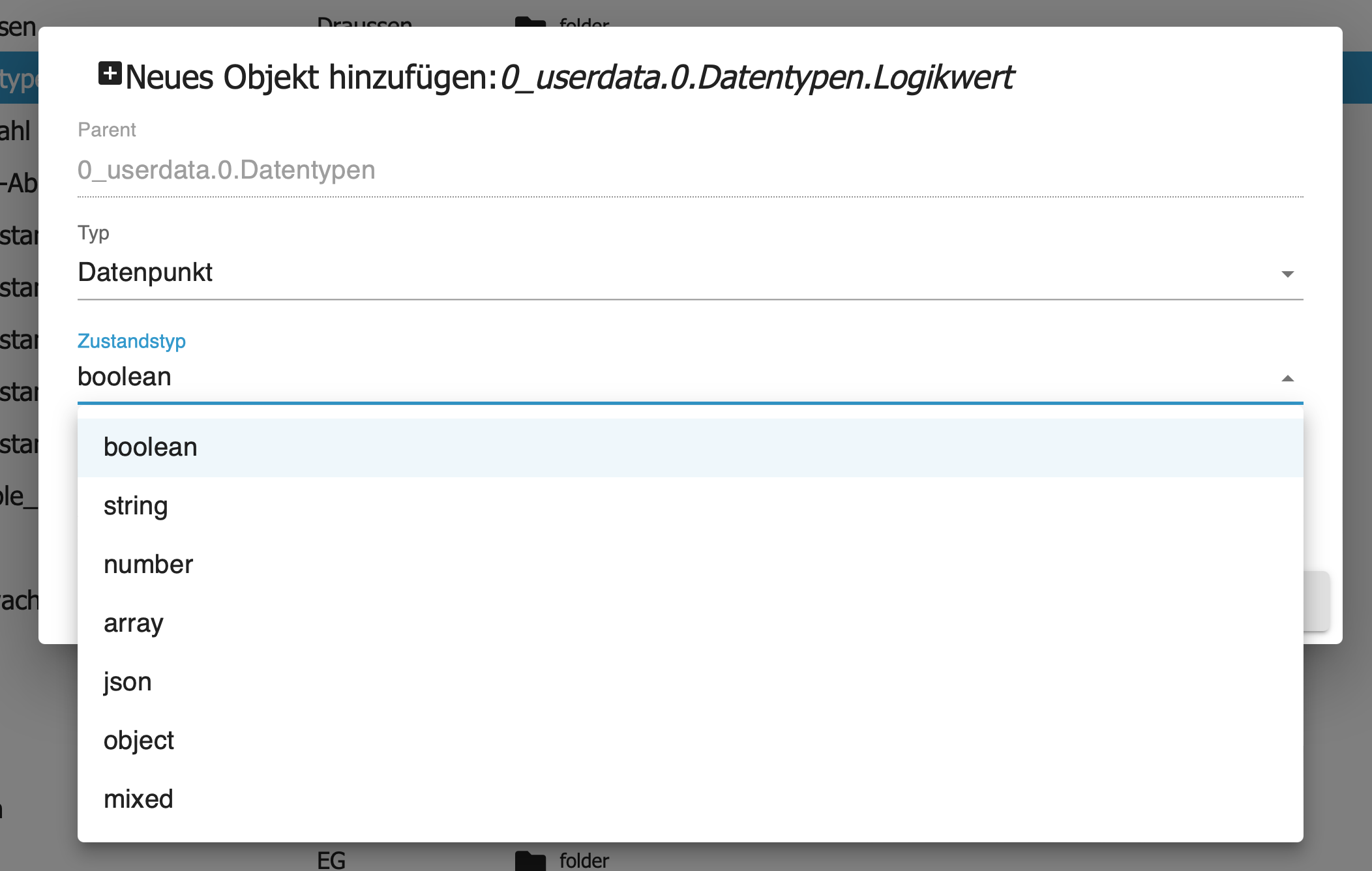 Data types in "object creation dialog" do not match "edit object dialog" · Issue #1889 ...