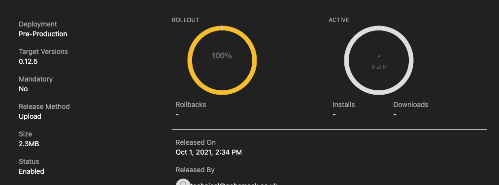 CodePush showing 0 active installs · Issue #2154 · microsoft/react-native-code-push · GitHub