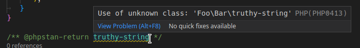 Support `truthy-string`/`non-falsy-string` pseudo-type · Issue #302 · DEVSENSE/phptools-docs ...
