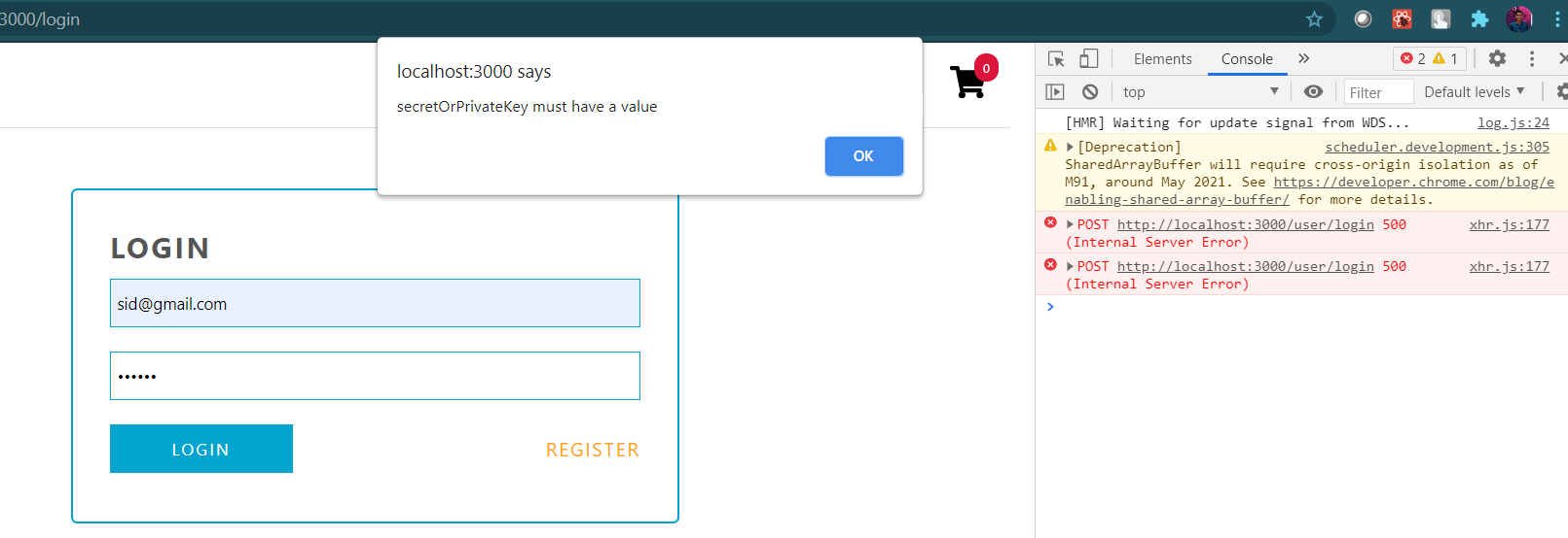 secretOrPrivateKey must have a value · Issue #2 · devat-youtuber/mern-ecommerce · GitHub
