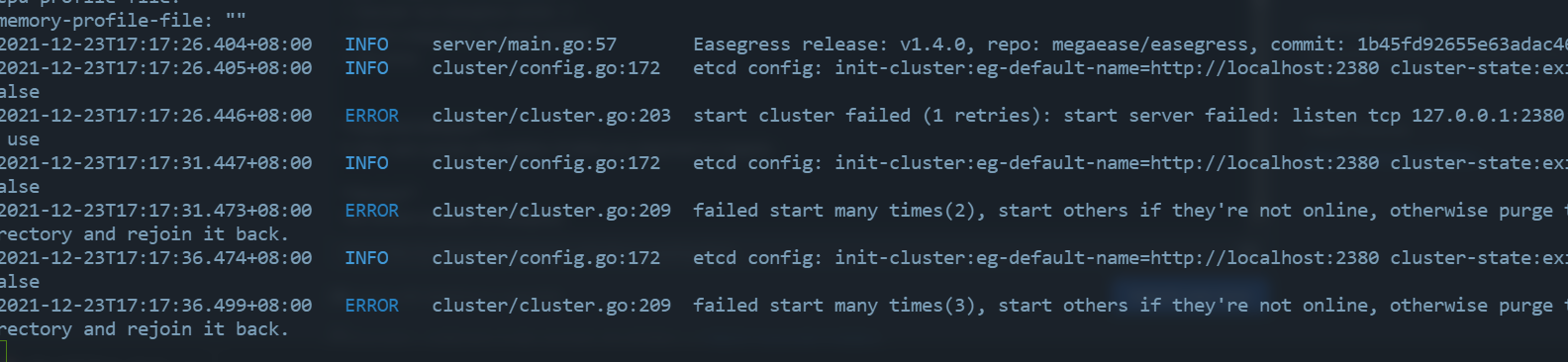 run easegress-server -c command is error · Issue #437 · easegress-io/easegress · GitHub