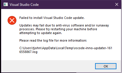 Unable to update VS code on Windows - 2021 · Issue #119743 · microsoft ...