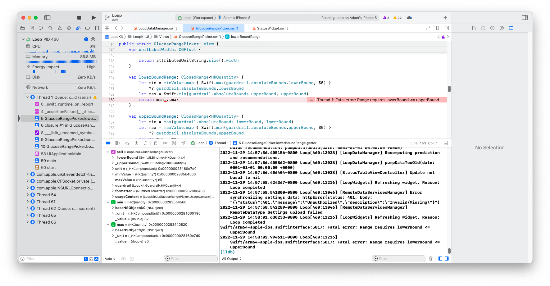 Loop Dev Crash From Correction Range Accepted By Onboarding · Issue 1853 · Loopkit Loop · Github