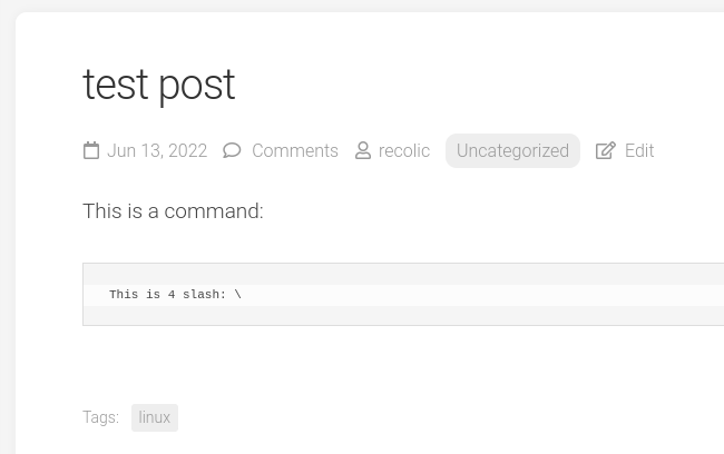 [Data damage] Backslash in markdown are interpreted or stripped while publishing a post · Issue ...