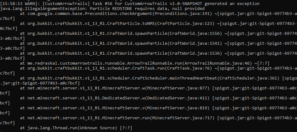 Redstone Error on 1.13 · Issue #2 · redraskal/CustomArrowTrails · GitHub