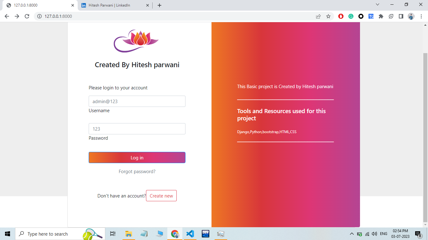 GitHub - hiteshparwani/djangologinform