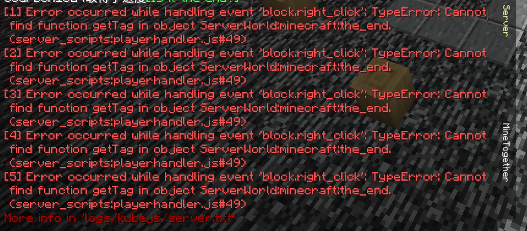 [Bug]: When a player into the end, logging again, the kubejs reports an error. · Issue #1386 ...