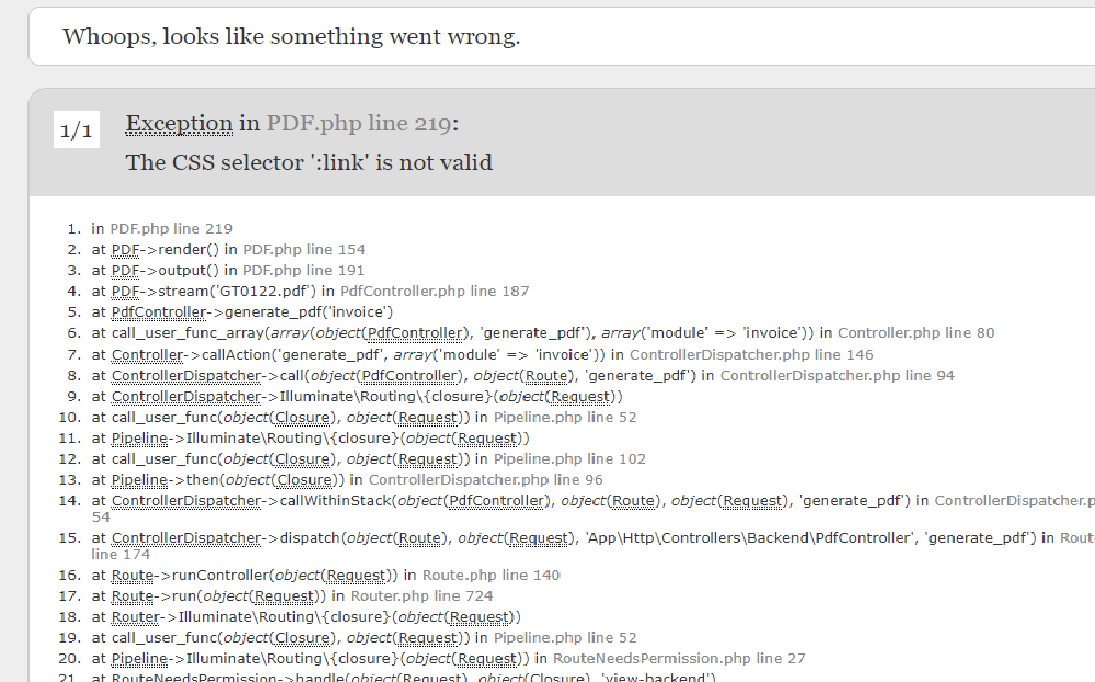 The CSS selector ':link' is not valid · Issue #2383 · dompdf/dompdf · GitHub