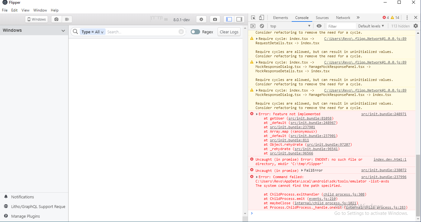 Desktop app Error: Feature not implemented · Issue #979 · facebook/flipper · GitHub