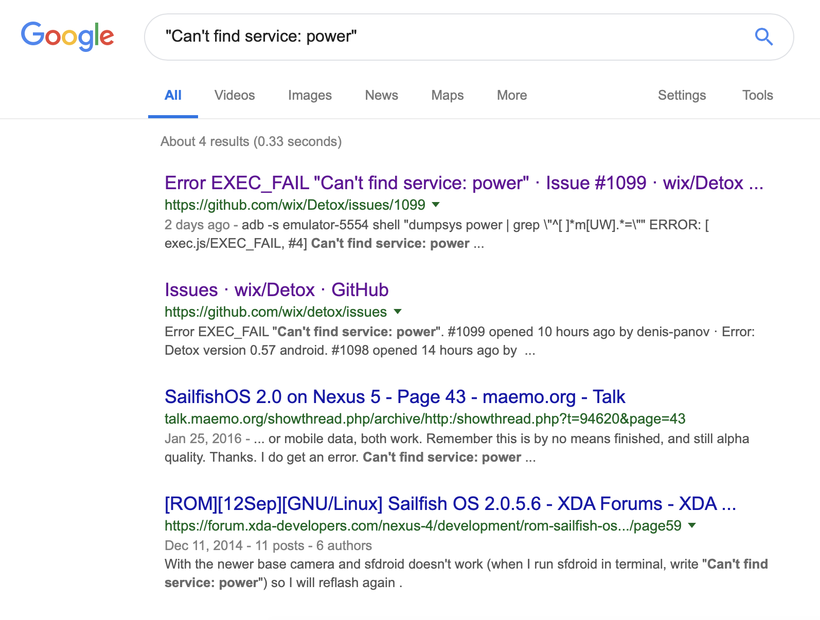 Error EXEC_FAIL "Can't find service: power" · Issue #1099 · wix/Detox · GitHub