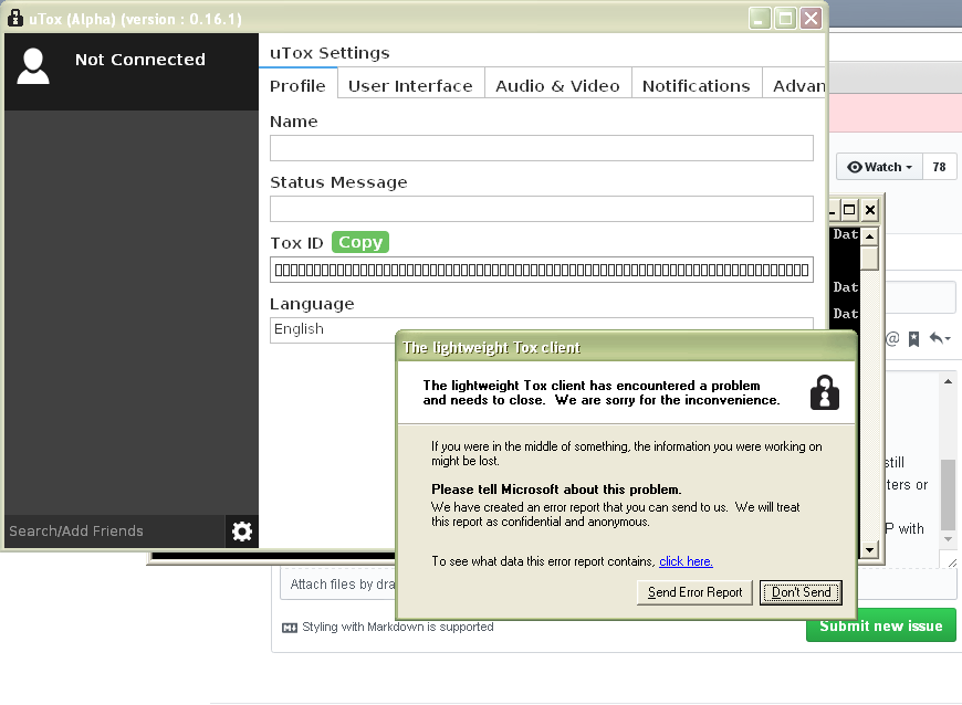 Windows XP build is broken again · Issue #1333 · uTox/uTox · GitHub