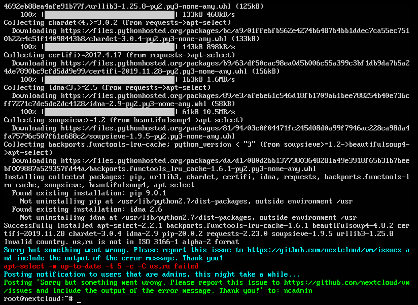 Error on first setup · Issue #1155 · nextcloud/vm · GitHub