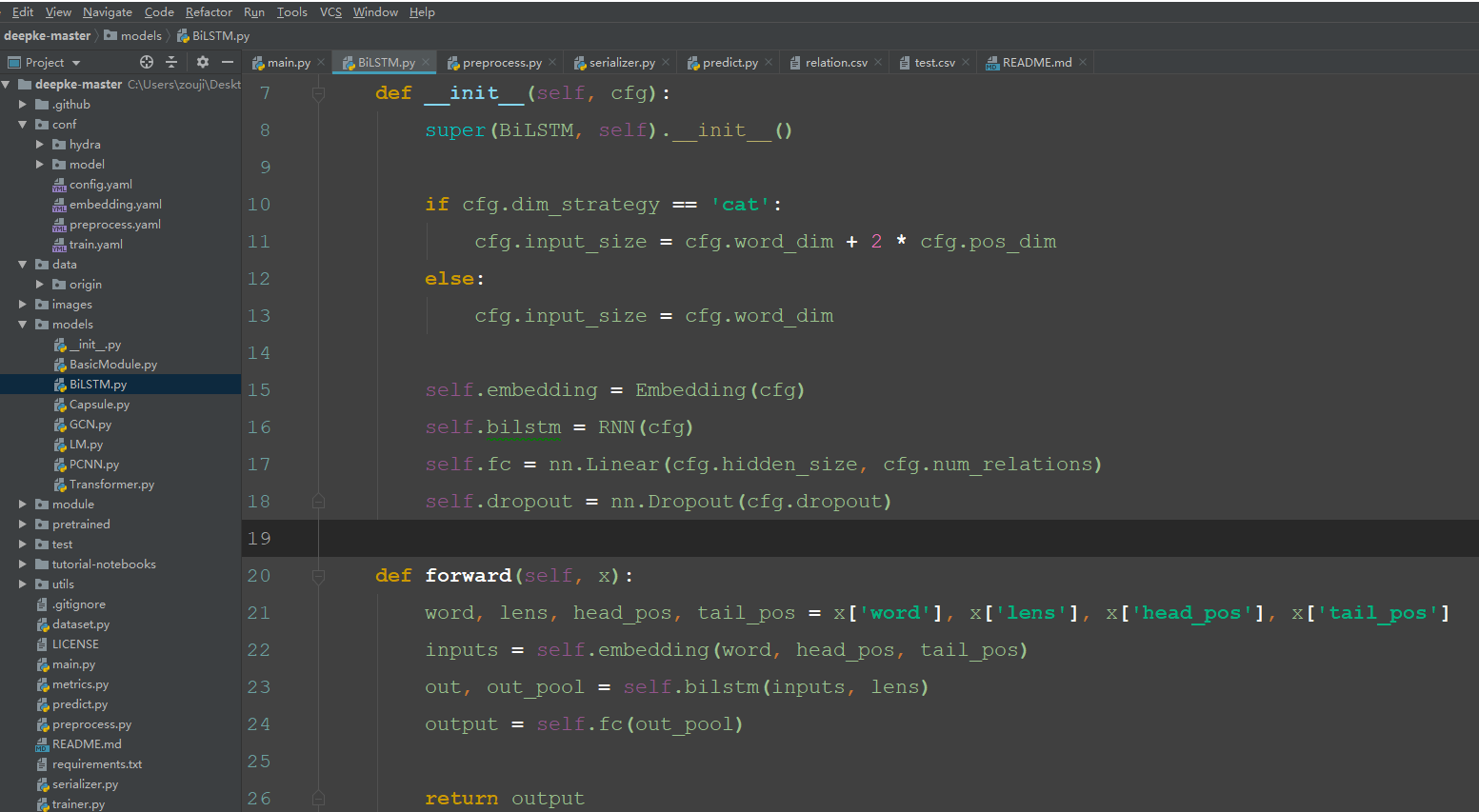 bi_lstm.py中没有attention部分 · Issue #64 · zjunlp/DeepKE · GitHub