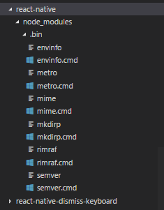 react-native init Myawesomeapp with "npm i --save react-navigation" deleted some file in node ...