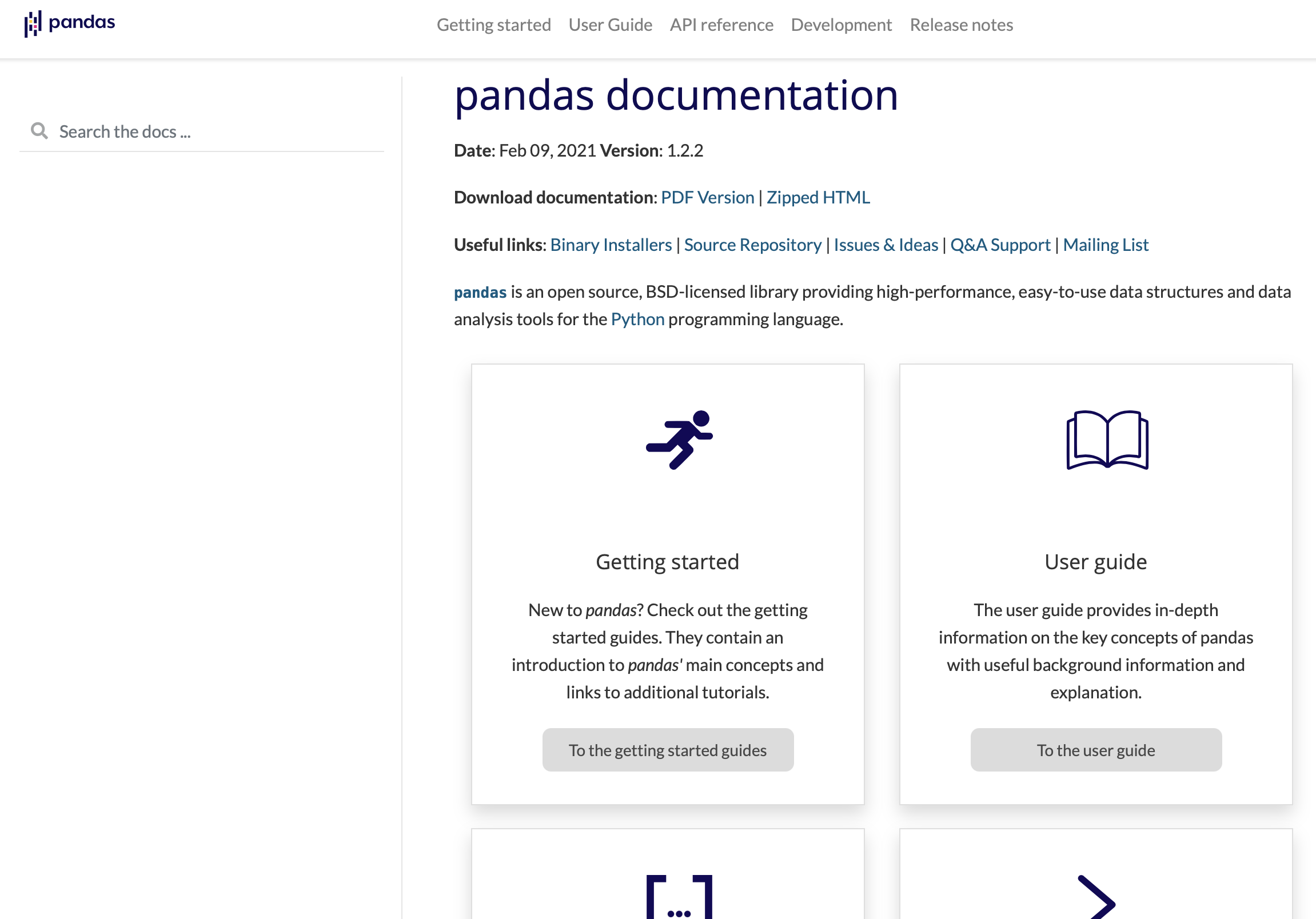Hard to navigate docs front page, refguide link is missing · Issue ...