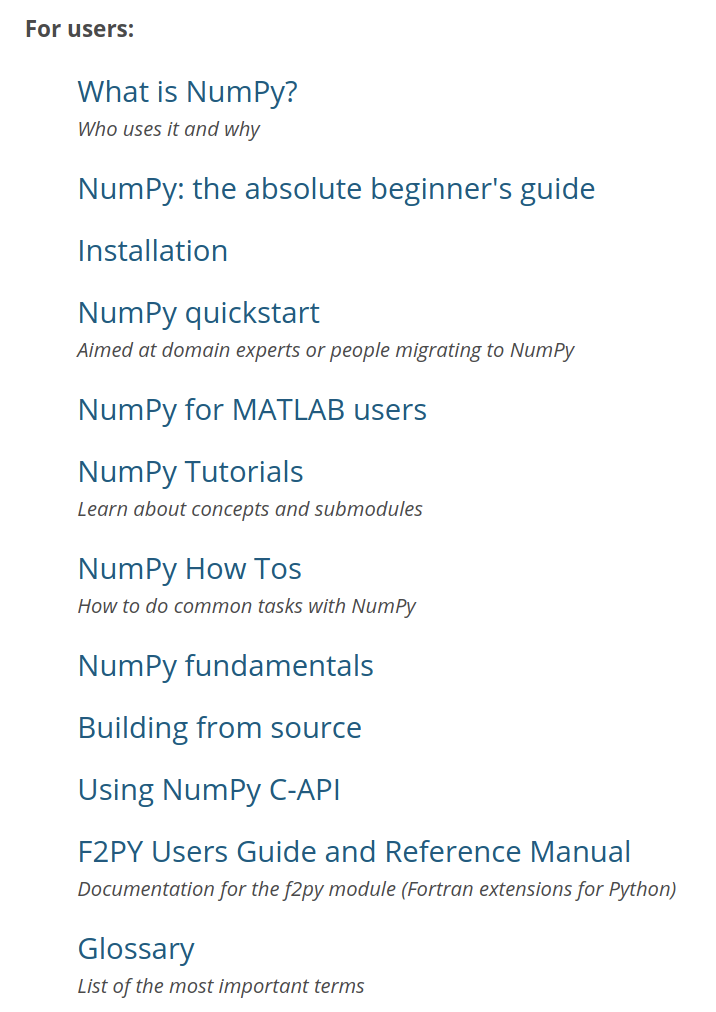 Hard to navigate docs front page, refguide link is missing · Issue ...