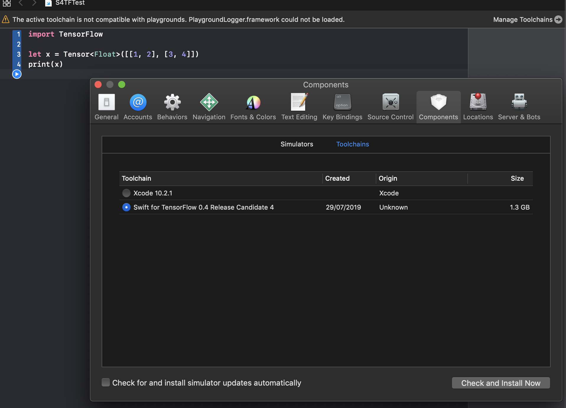 Google-signed toolchains do not work with macOS Catalina. · Issue #222 · tensorflow/swift · GitHub