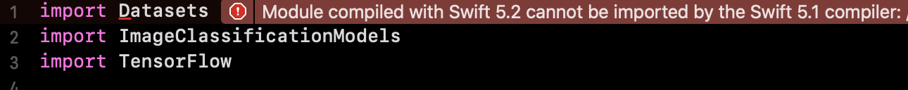 New V0 7 Toolchain Works `datasets` Compiled With Swift 5 2 Cannot Be Imported By The Swift 5