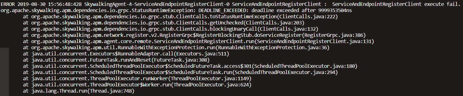 ServiceAndEndpointRegisterClient execute fail · Issue #3378 · apache/skywalking · GitHub