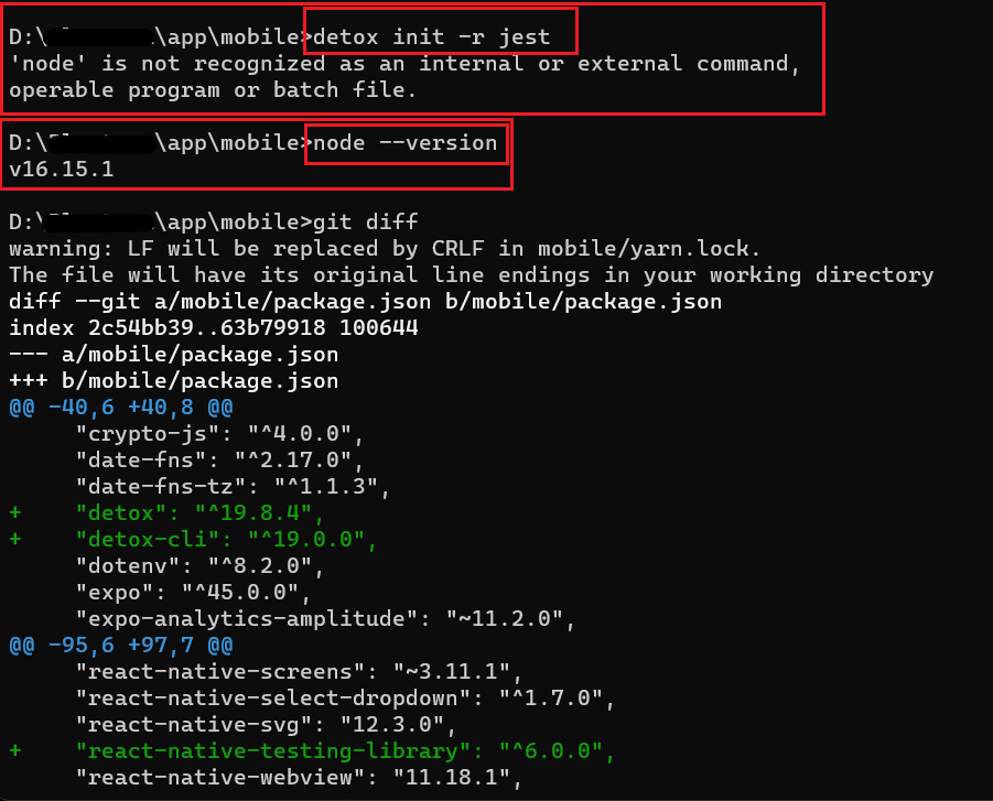 "'node' is not recognized as an internal or external command.." error ...