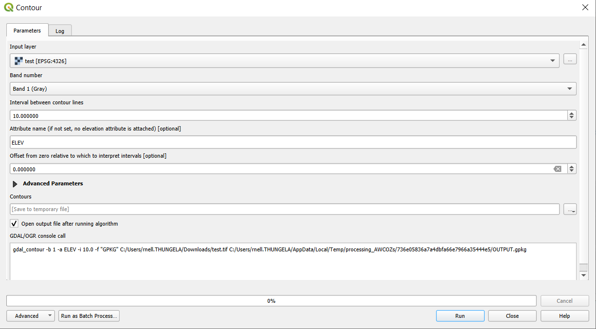 Contour From Elevation Raster To Temporary File Errors · Issue 54375 