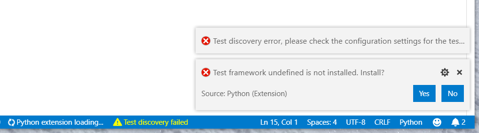 Unittesting Not Working Test Framework Undefined Is Not Installed Install · Issue 3994