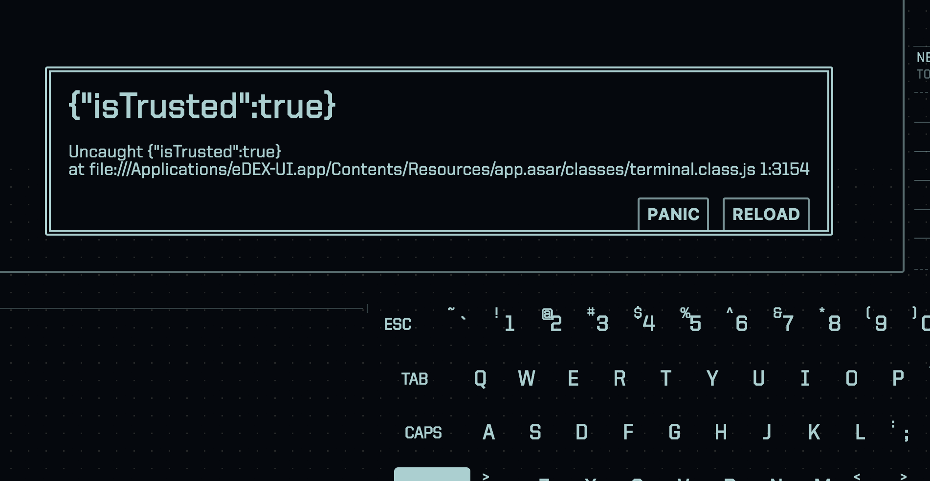 Uncaught {"isTrusted":true} ，how to fixed？ · Issue #364 · GitSquared/edex-ui · GitHub