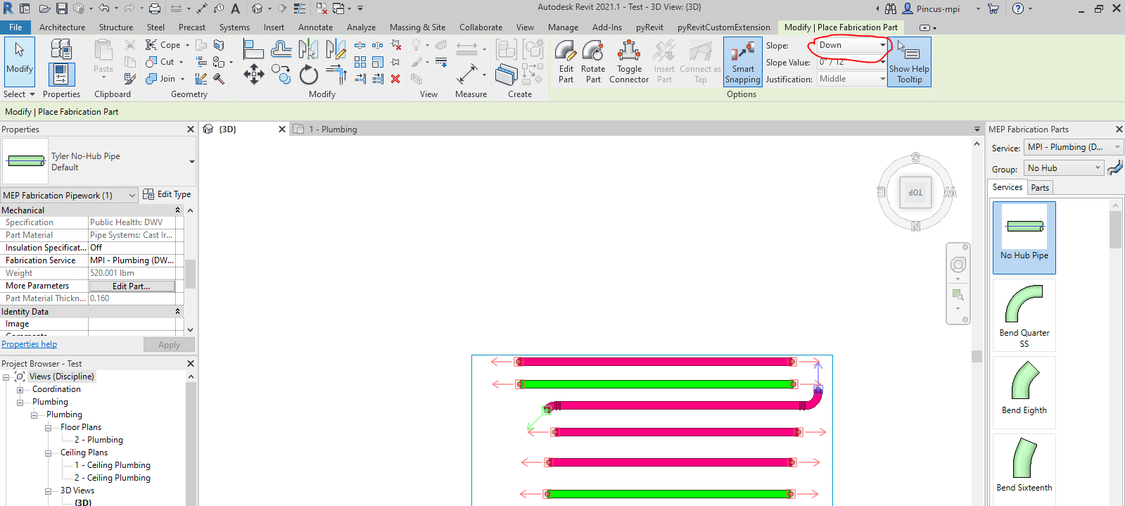 Changing Slope of MEP Fabrication part before placing it · Issue #1253 ...