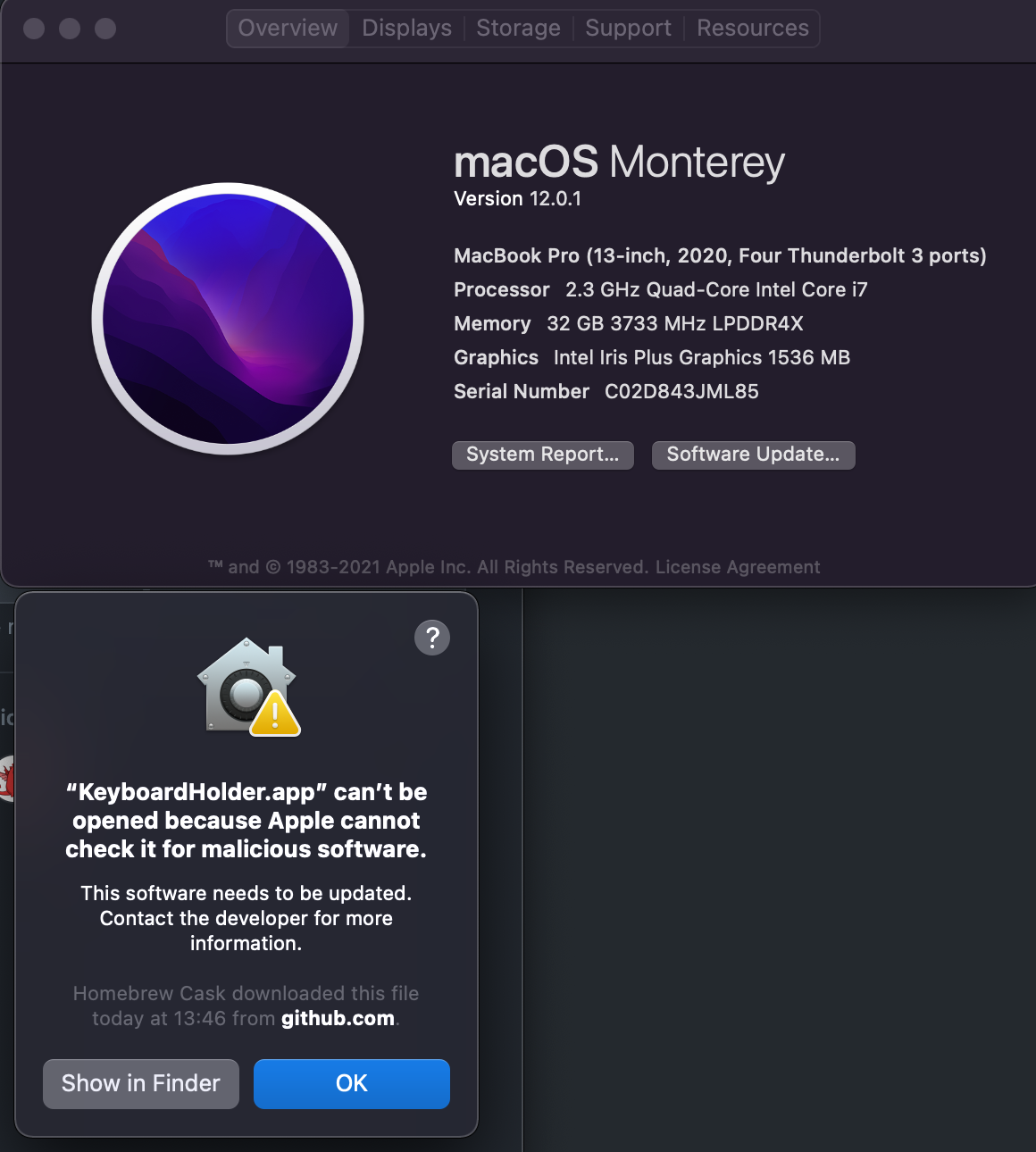 MacOS Monterey 下，通过 brew 安装后，打开报错 · Issue #20 · leaves615/KeyboardHolder · GitHub
