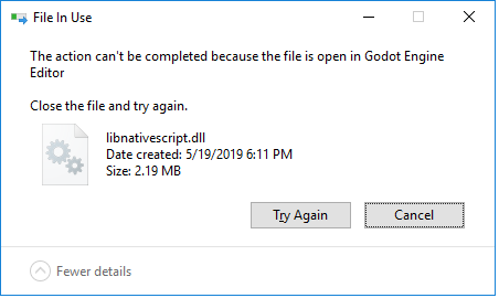 GDNative dll locked when editor is running · Issue #29017 · godotengine/godot · GitHub