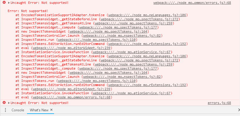 Error: Not supported! · Issue #1269 · microsoft/monaco-editor · GitHub