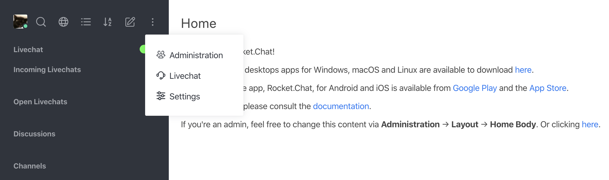 Split Administration and Settings · Issue #326 · RocketChat/feature-requests · GitHub