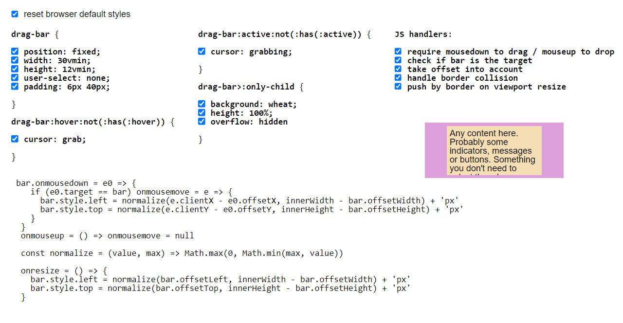 GitHub - UniBreakfast/drag-bar-component