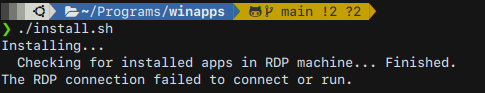 The RDP connection failed to connect or run. · Issue #43 · Fmstrat/winapps · GitHub