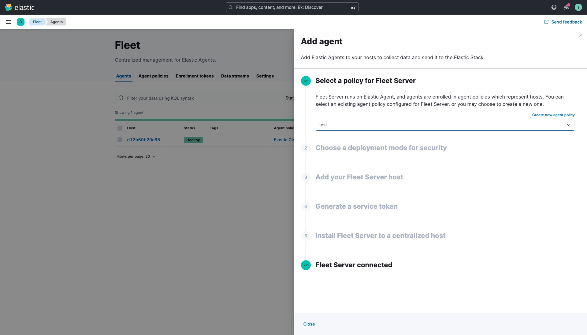[Fleet]: Unable to get fleet server installation steps under Add agent flyout for policy having ...