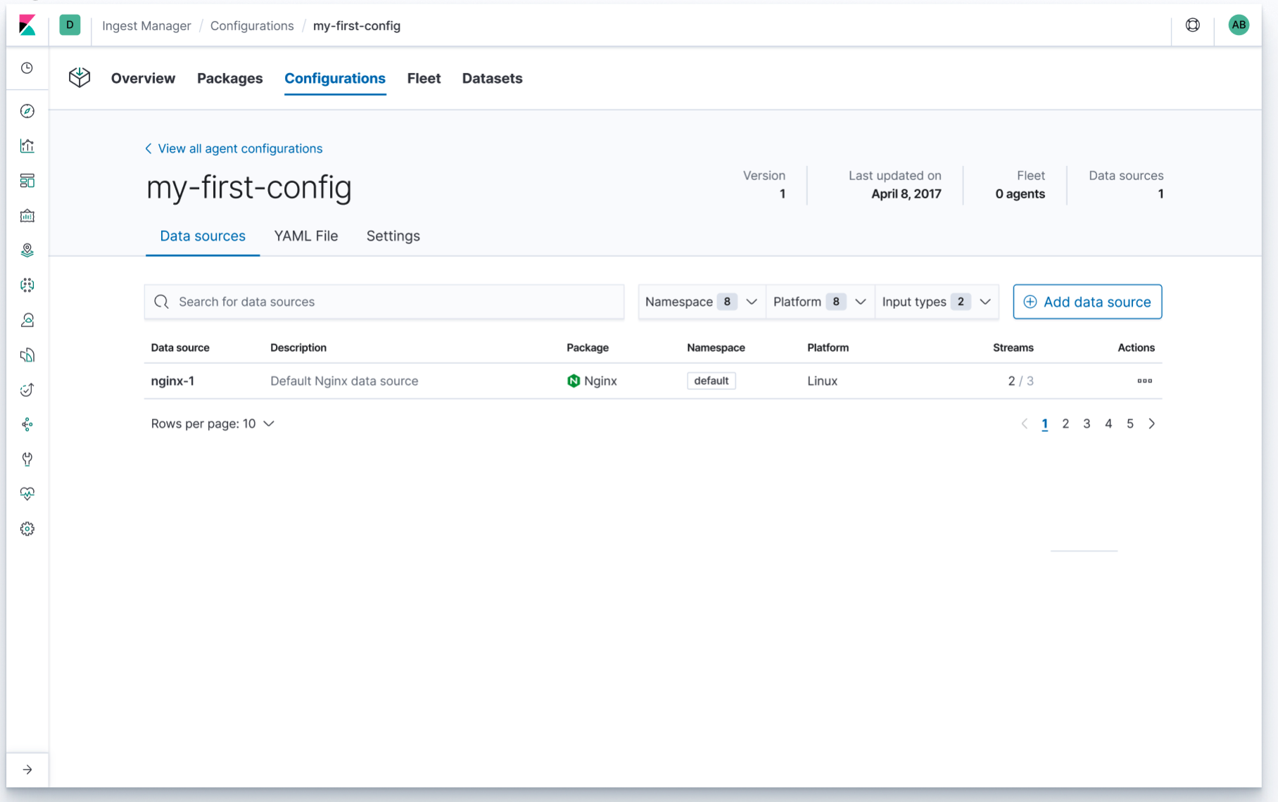 [Ingest] Agent configuration - detail page UI · Issue #57951 · elastic/kibana · GitHub