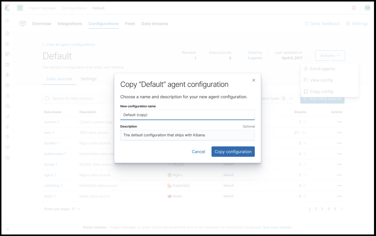 [Ingest Manager] Copy agent config UI · Issue #68155 · elastic/kibana · GitHub