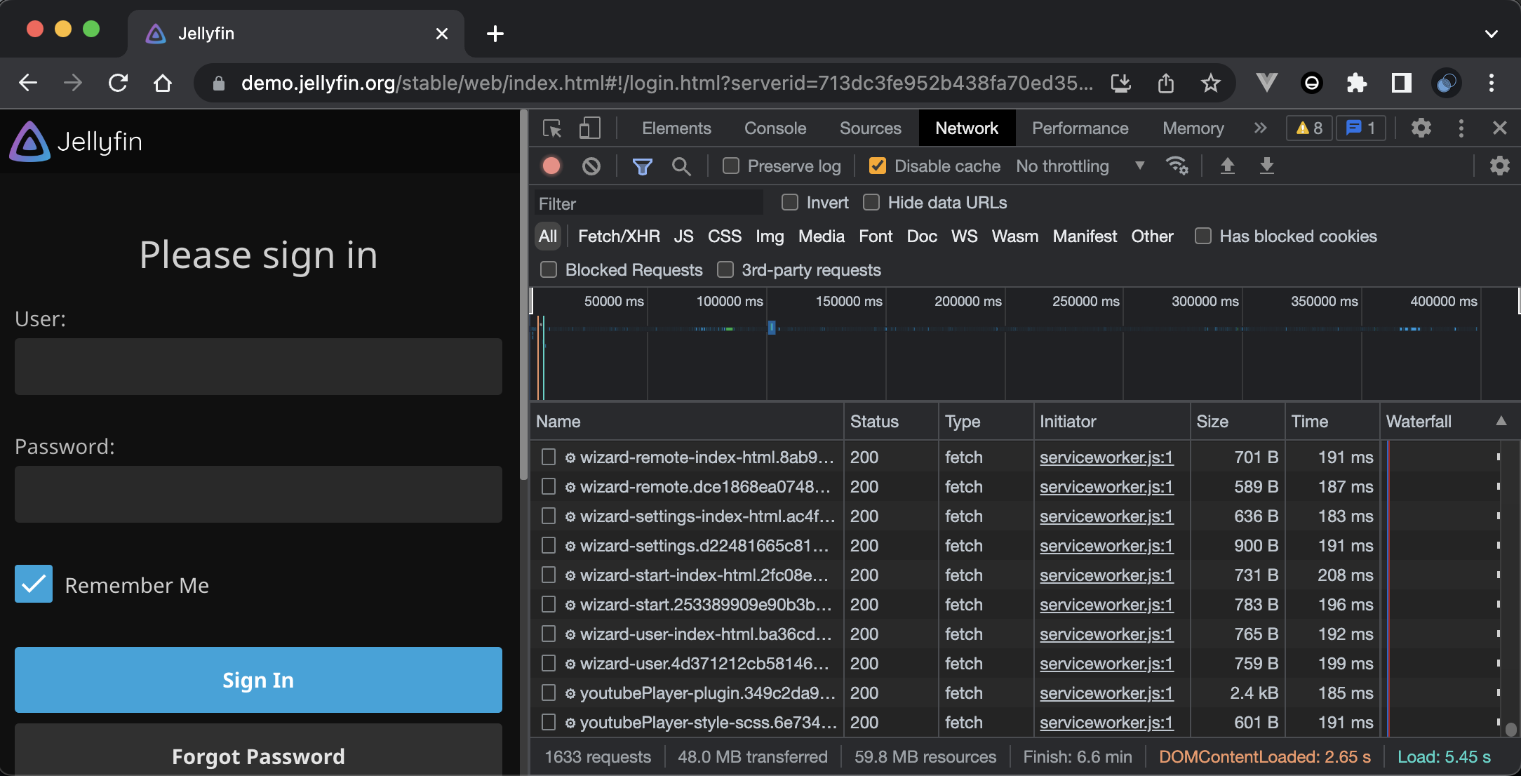 Service worker attempts to cache entire web directory prematurely · Issue #4549 · jellyfin ...