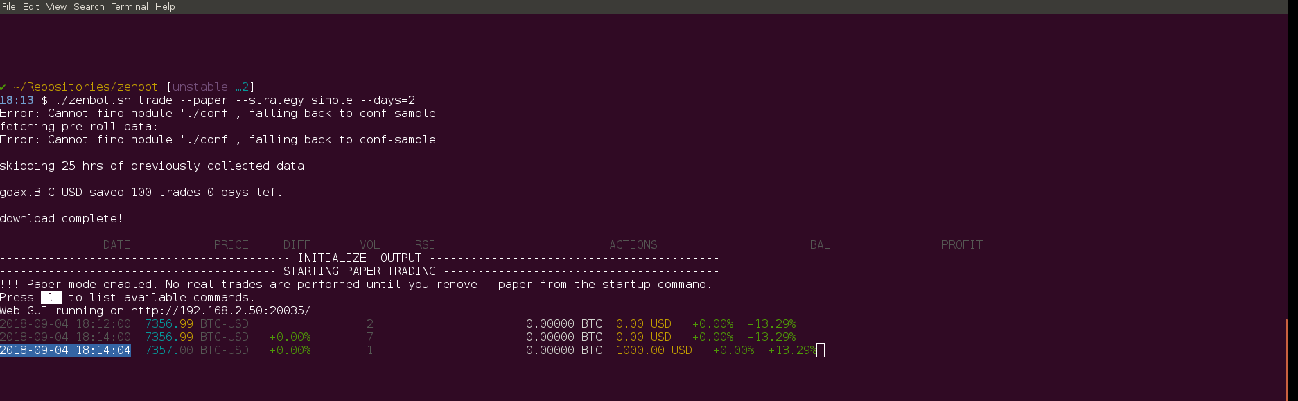 Cannot use a simple strategy without trade function hanging · Issue #1701 · DeviaVir/zenbot · GitHub