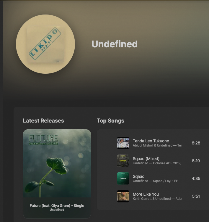 [Bug]: Go To Artist from recently played goes to Undefined when clicking on a station or artist ...