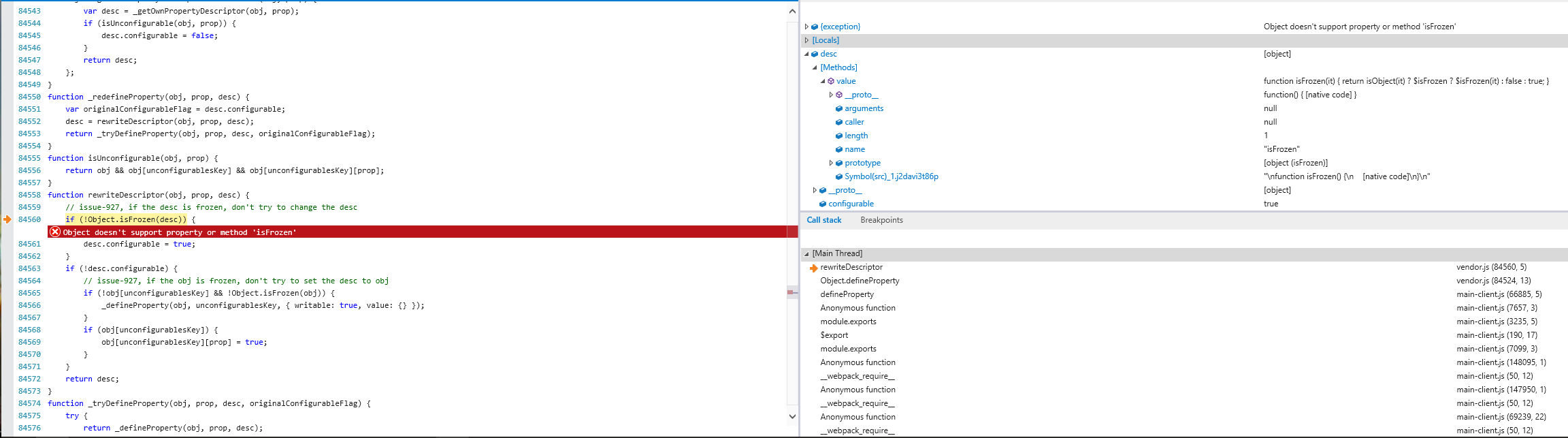 0.8.19+ - Object doesn't support property or method 'isFrozen' · Issue ...