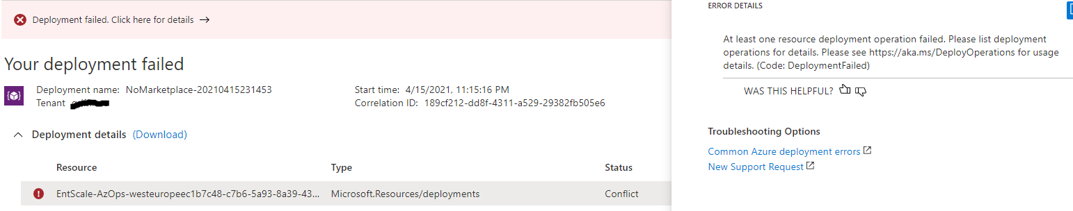 EntScale-AzOps-westeurop Status Conflict -- deployment failed. · Issue #508 · Azure/Enterprise ...