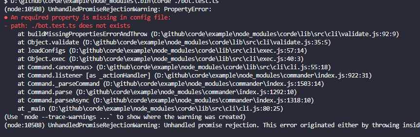 Fix error display · Issue #598 · cordejs/corde · GitHub