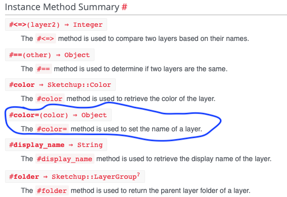 Typo in doc: Sketchup::Layer#color= doc says it sets layer name · Issue ...